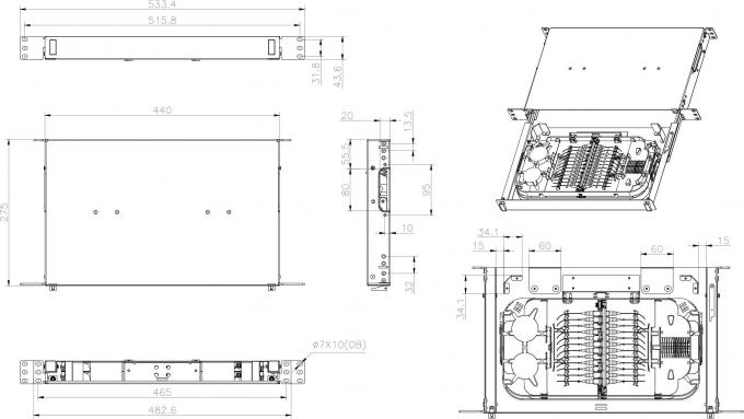 Fiber Optic Patch Panel 1U\2U 19 Or 21 Inch Cabinet Or Rack Installation