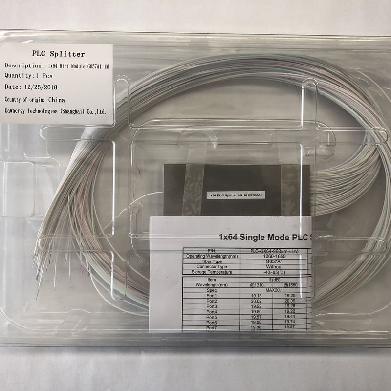 1x64 Mini Type Fiber PLC Splitter Without Connector Low PDL Indoor And ...