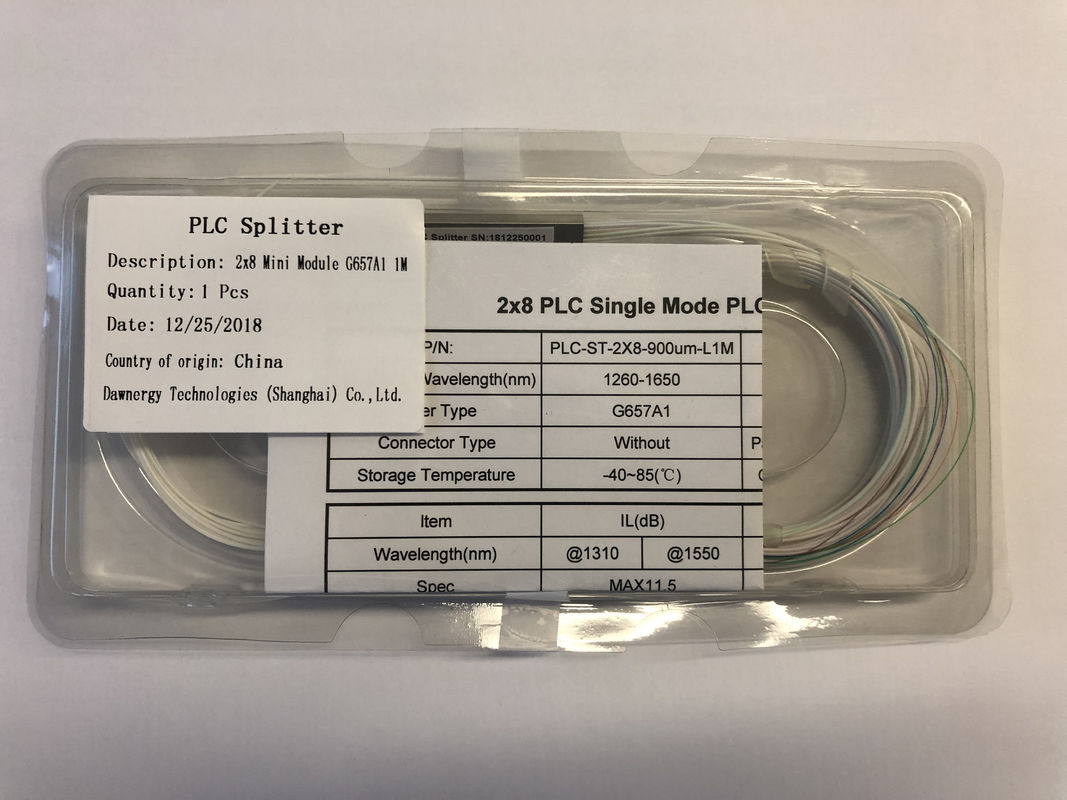 2x8 Mini Type Fiber PLC Splitter Without Connector Compact Size Easy To ...
