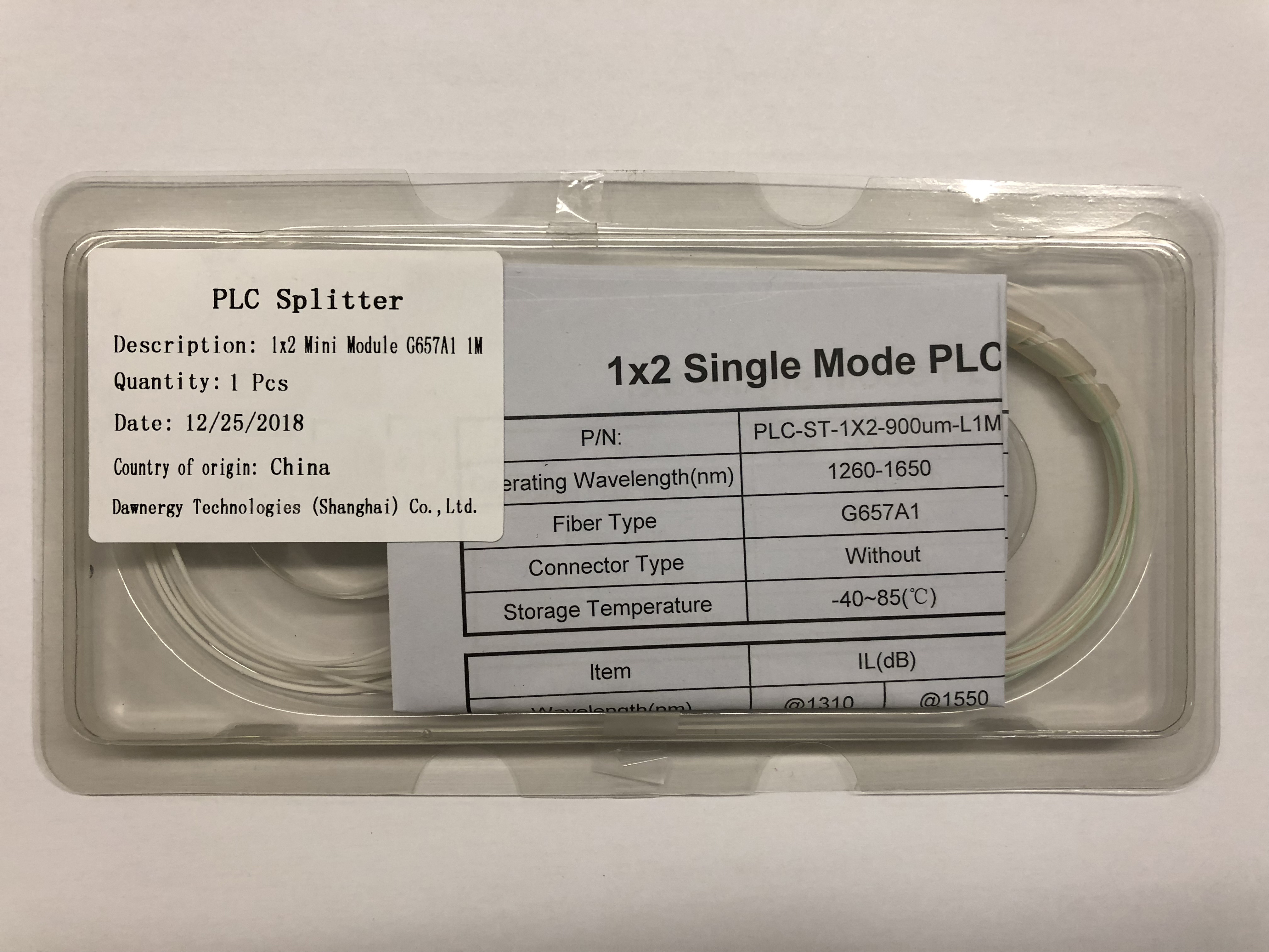1x2 Mini Type Fiber PLC Splitter Without Connector