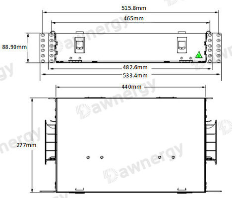 48 Fibers 1U Rack Mount Patch Panel with Plastic Splice Tray